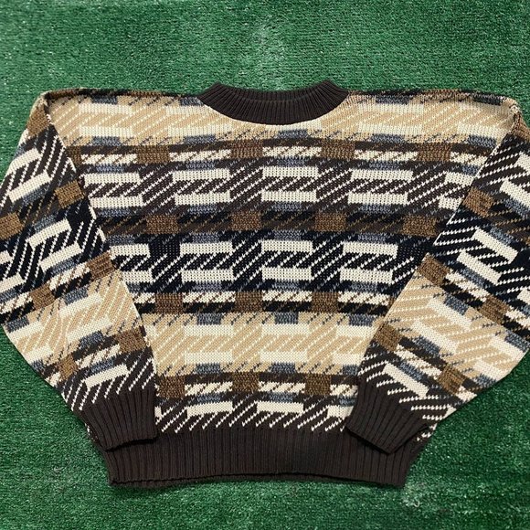 Vintage | Sweaters | Vintage 9s Geometric Tonal Essential Crewneck ...